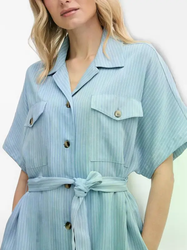 MOS MOSH Pinstriped Belted Midi Dress