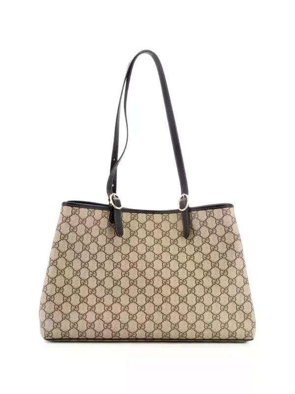 Gucci Emblem Gg Coated Canvas Large Tote Bag - Brown