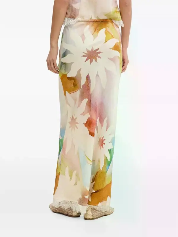 NEVER FULLY DRESSED Abstract Soleil Mabel Floral-print Lace-trim Maxi Skirt