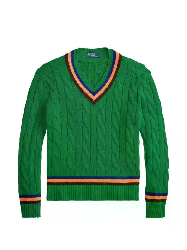 Polo Ralph Lauren Cable-knit Wool-cotton Cricket Jumper - Green