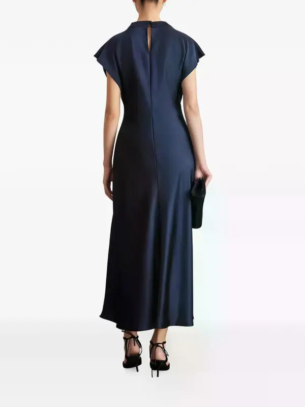 Tanya Taylor Adrien Draped-neck Midi Dress - Blue