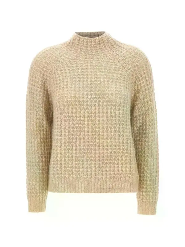 Hemisphere Open-knit Mock-neck Sweater - Neutrals