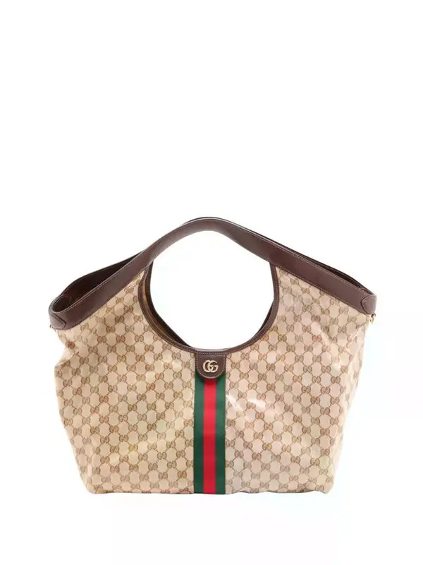 Gucci 2000-2015 Large Gg Crystal Web Giglio Tote Bag - Neutrals
