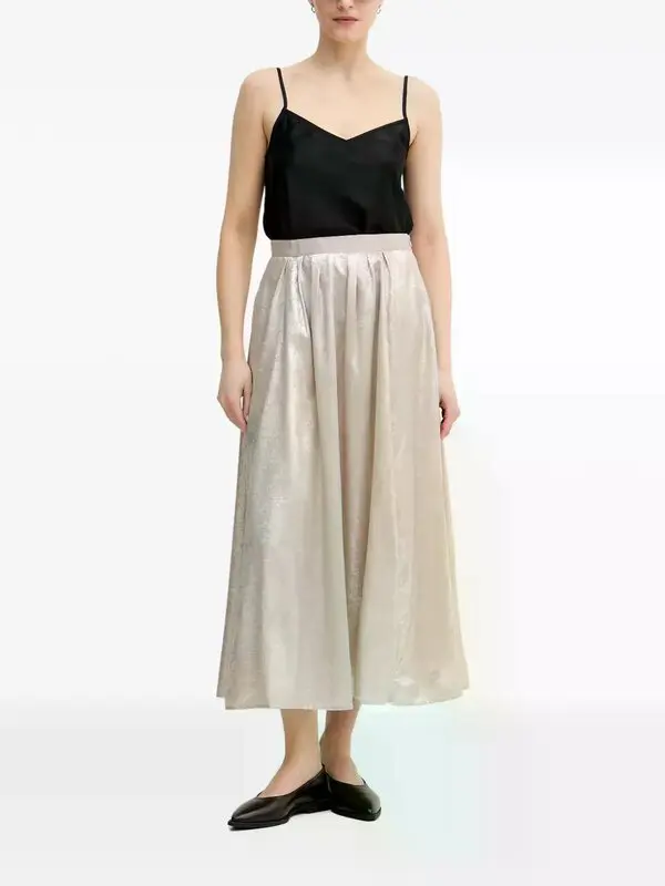 OUI Metallic-effect Pleated Midi Skirt