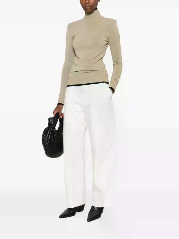 TOTEME Ribbed Knit Turtleneck Sweater - Green