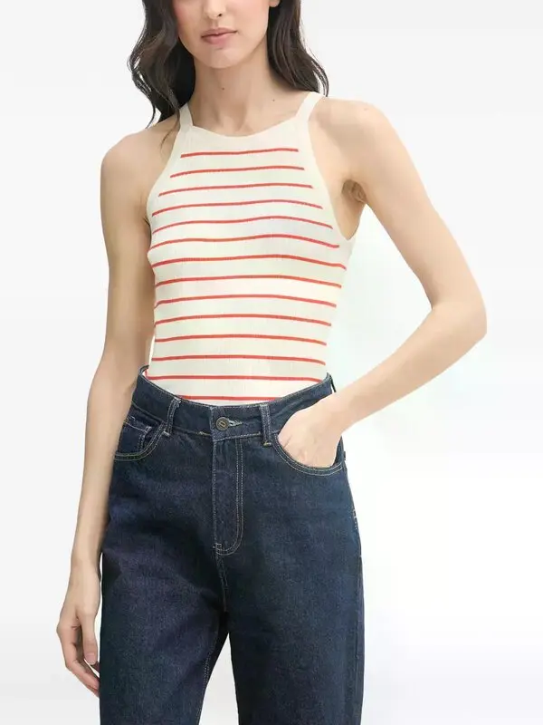 MOS MOSH Mmimanja Caliz Striped Ribbed-knit Top - White