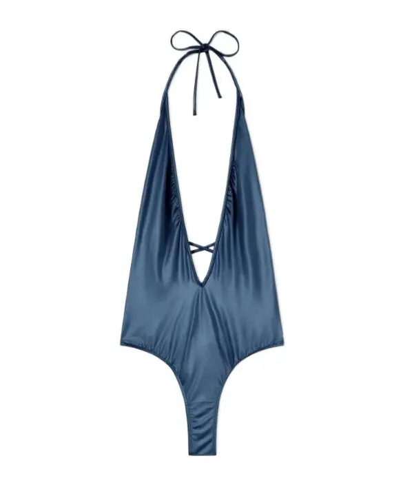 Palm Angels Metallic-effect V-neck Swimsuit - Blue
