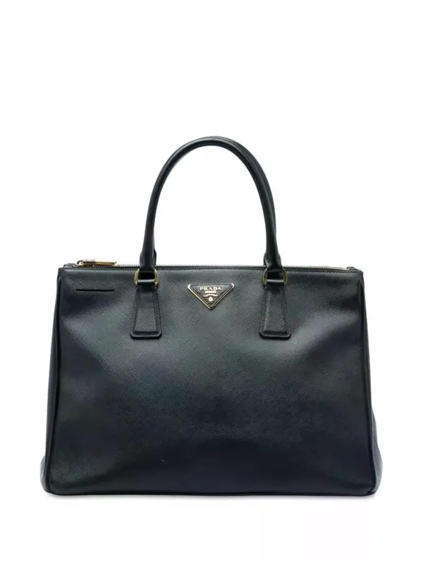 Prada 2010-2026 Medium Saffiano Lux Galleria Double Zip Satchel - Black
