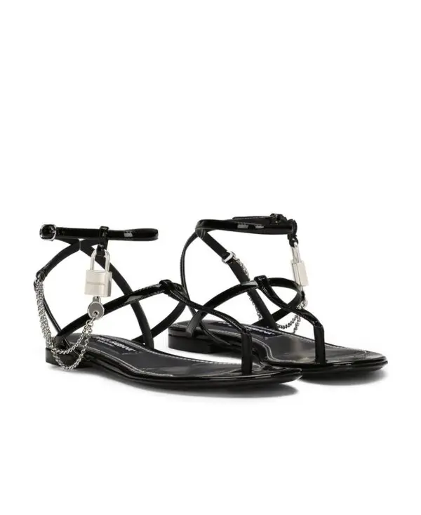 Dolce & Gabbana Dolce Gabbana Padlock Chain-link Flat Sandals