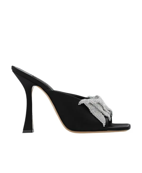 Casadei Butterfly Geraldine 100mm Satin Mules - Black