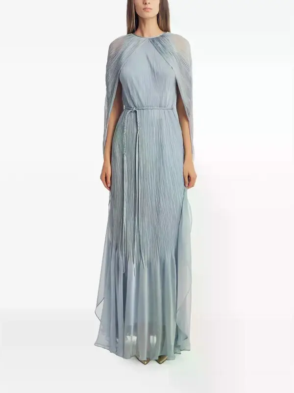 IRINA SCHROTTER Maribel Plissé-effect Belted Maxi Dress