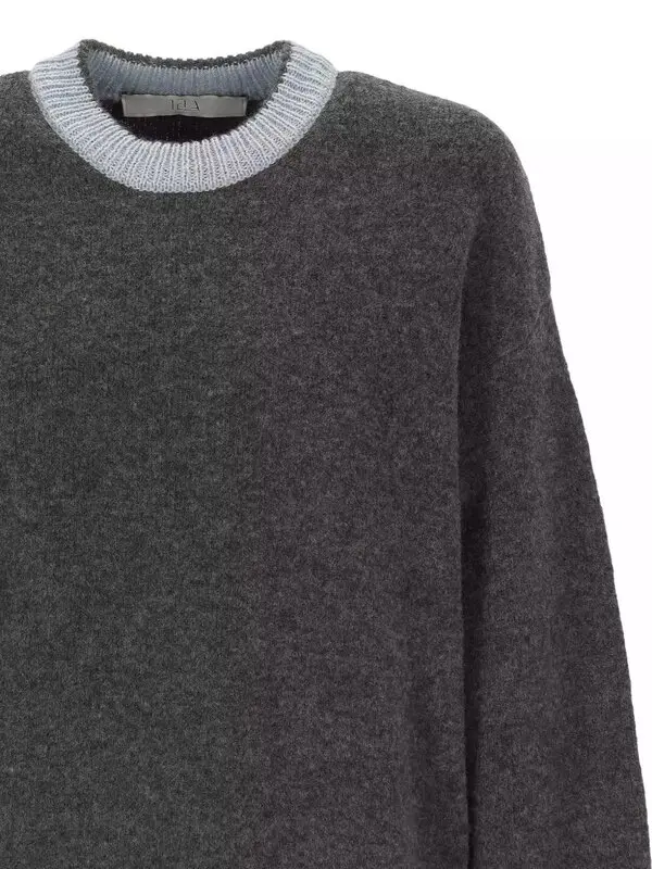 TELA Contrast-trim Striped-cuff Sweater - Grey