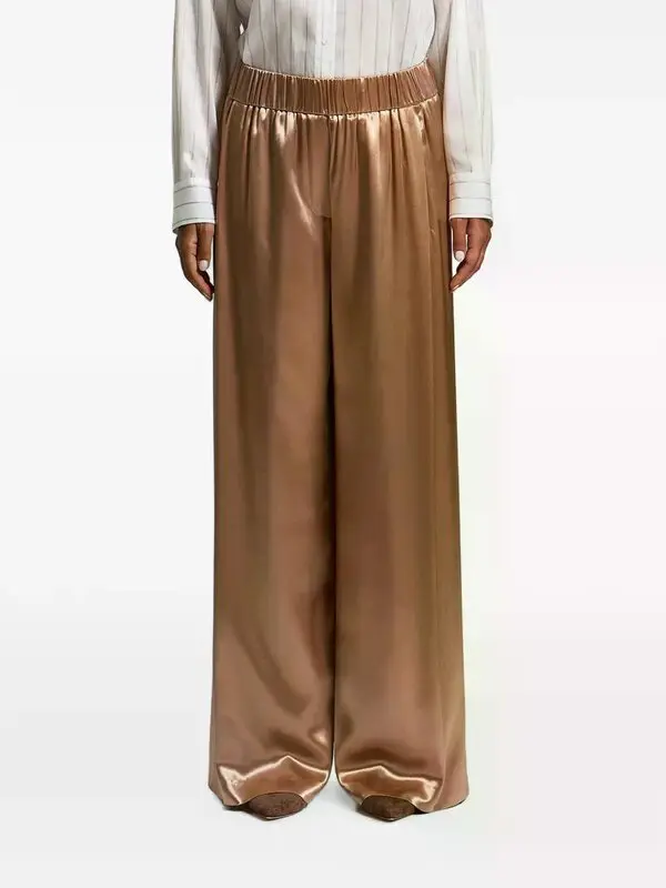 Peserico Satin-finish Wide-leg Trousers - Brown