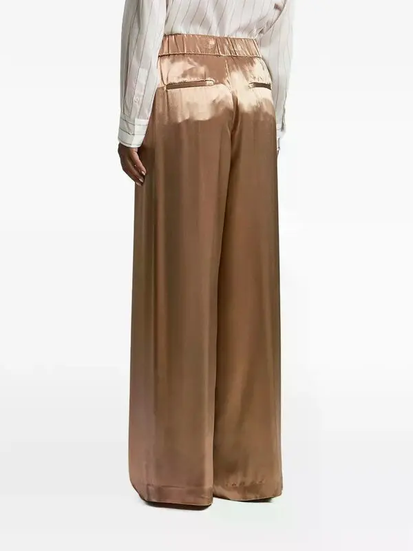 Peserico Satin-finish Wide-leg Trousers - Brown