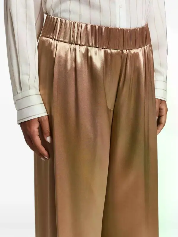 Peserico Satin-finish Wide-leg Trousers - Brown