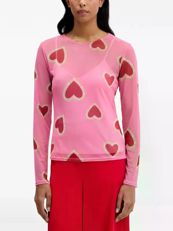 NEVER FULLY DRESSED Heart-print Mesh T-shirt