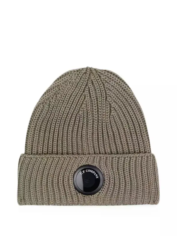 C.P. COMPANY Lens Ribbed-knit Beanie Hat - Neutrals