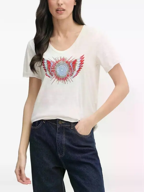 MOS MOSH Romi Embellished Graphic-print T-shirt - White