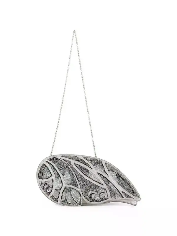 Rodo Crystal-embellished Suede Shoulder Bag - Silver
