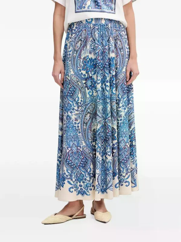 OUI Paisley-print Straight Maxi Skirt - Blue