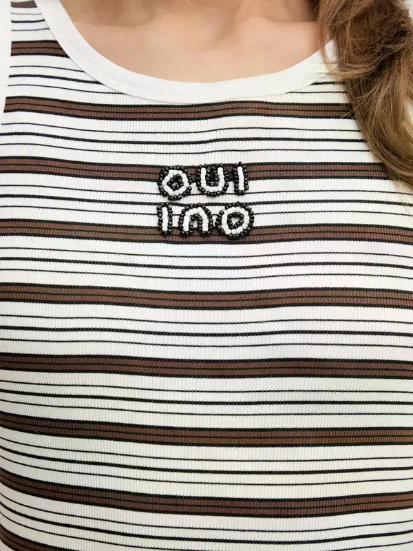 OUI Beaded Striped Ribbed Tank Top