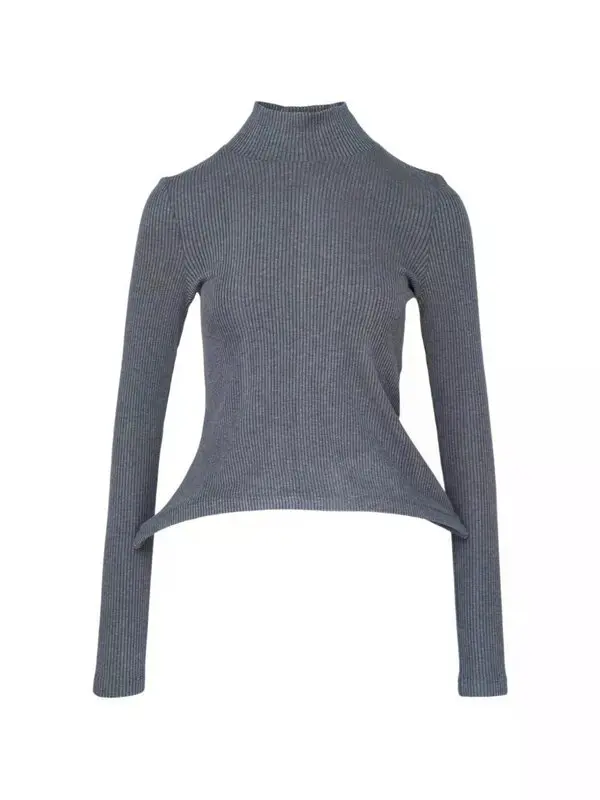MELITTA BAUMEISTER Ribbed Peplum-hem Sweater - Grey
