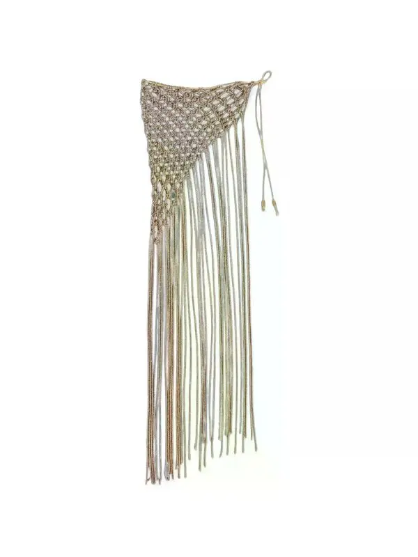 HIBOURAMA Crystal Embellished Fringed Belt - Gold