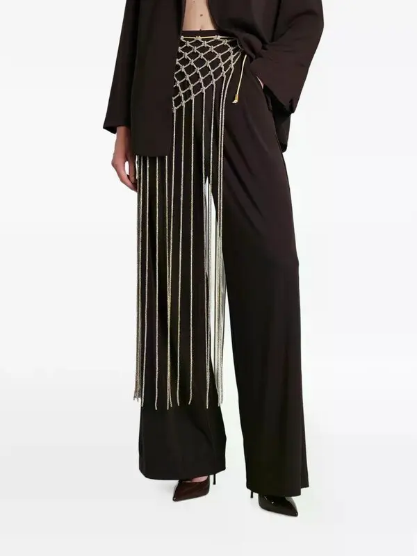 HIBOURAMA Crystal Embellished Fringed Belt