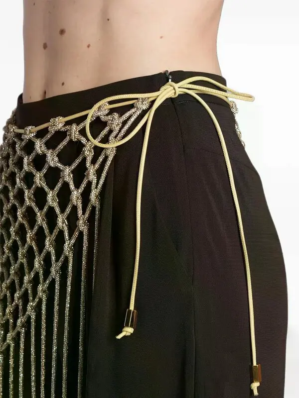 HIBOURAMA Crystal Embellished Fringed Belt