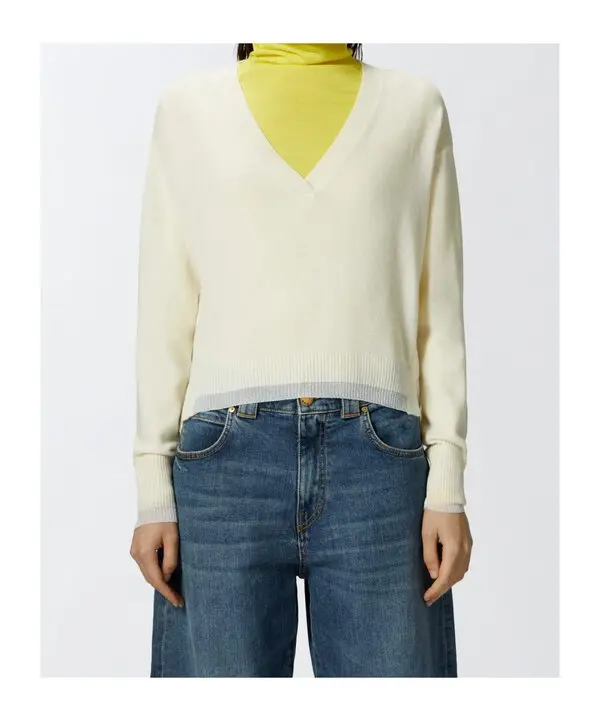 Pinko Contrasting-trim V-neck Jumper