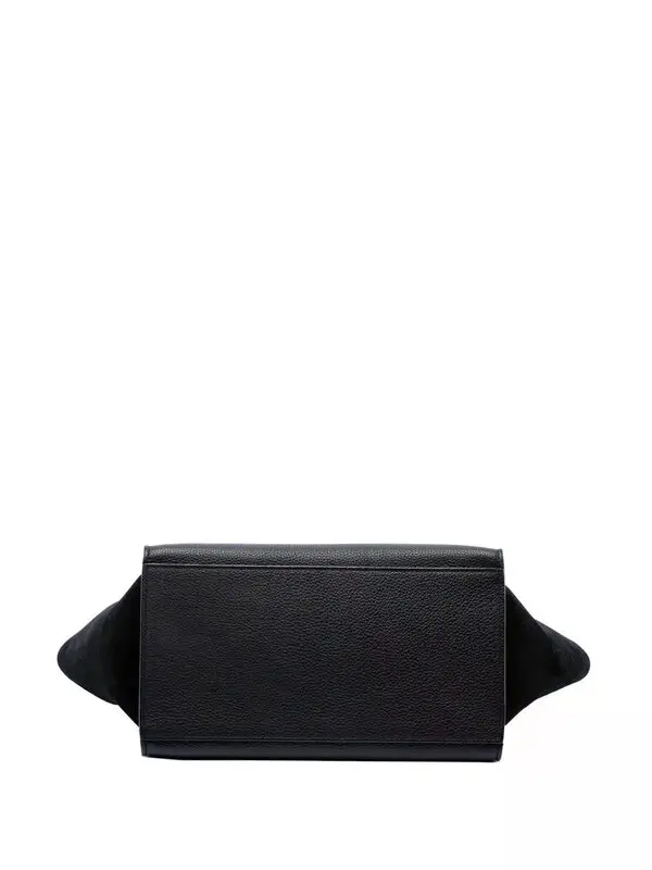 Celine Small Drummed Calfskin And Suede Trapeze Satchel - Black