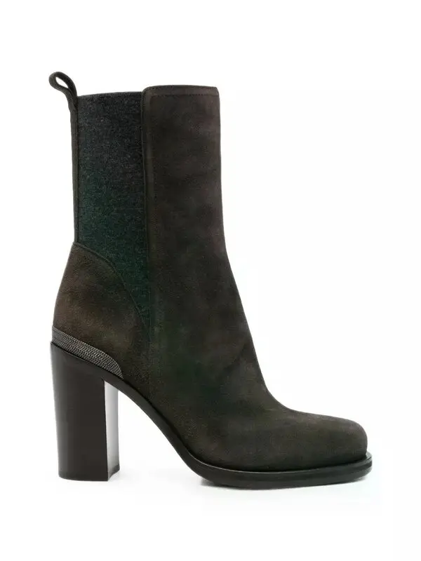 Brunello Cucinelli Monili-trim Suede Ankle Boots