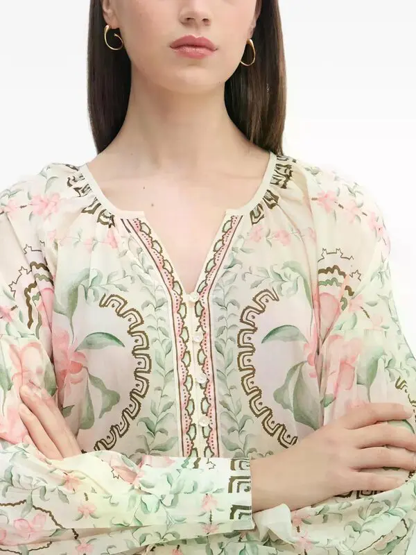 MOS MOSH Wylde Floral-print Balloon-sleeve Blouse