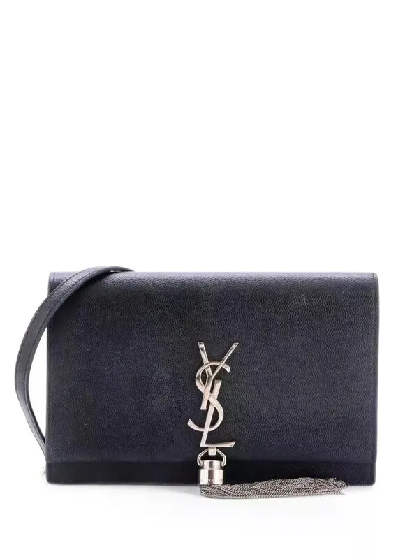 Saint Laurent Classic Monogram Tassel Chain Wallet Leather Crossbody Bag - Black