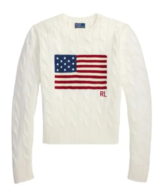 Polo Ralph Lauren Cable-knit Flag Sweater - White