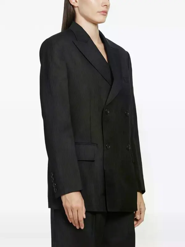Junya Watanabe Pinstripe Double-breasted Jacket - Black