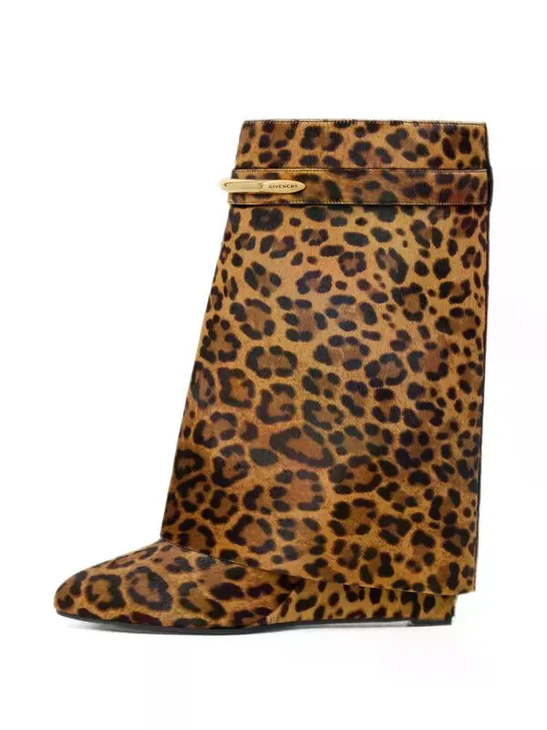 Givenchy Shark Pinch Leopard-print Ankle Boots - Brown