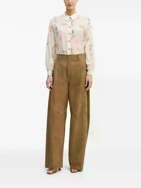 NEVER FULLY DRESSED Graphic-print Button-down Shirt - Neutrals