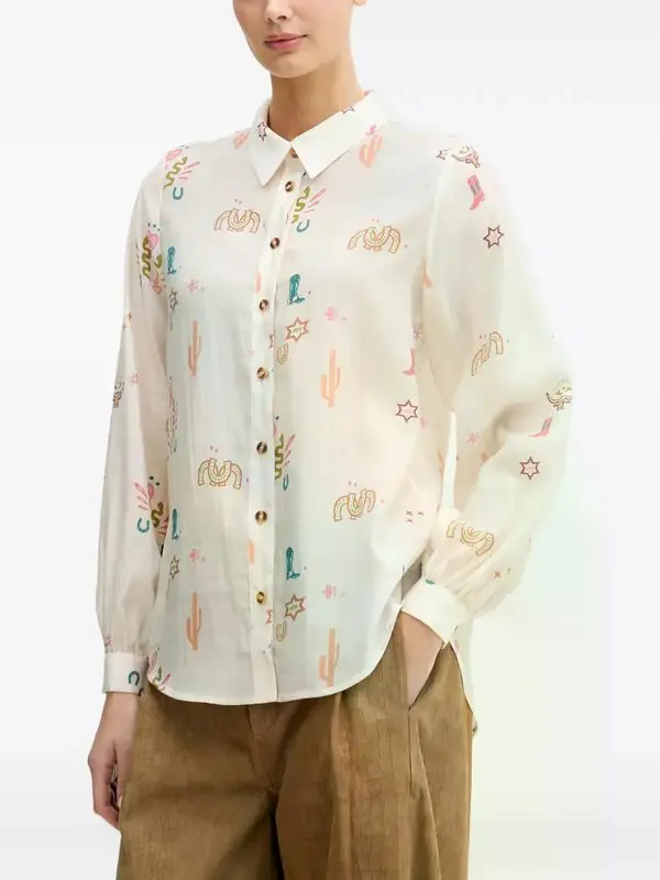 NEVER FULLY DRESSED Graphic Print Button-down Shirt