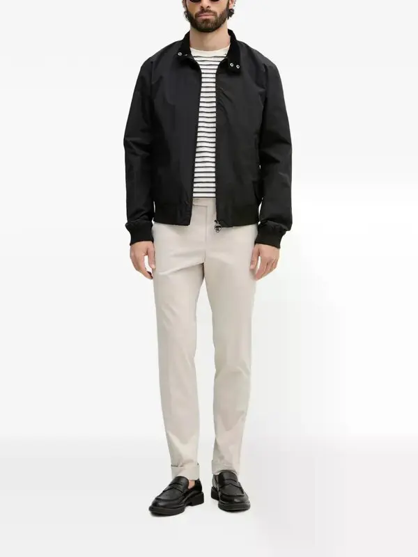 MOS MOSH Horizontal-stripe Embroidered-logo T-shirt