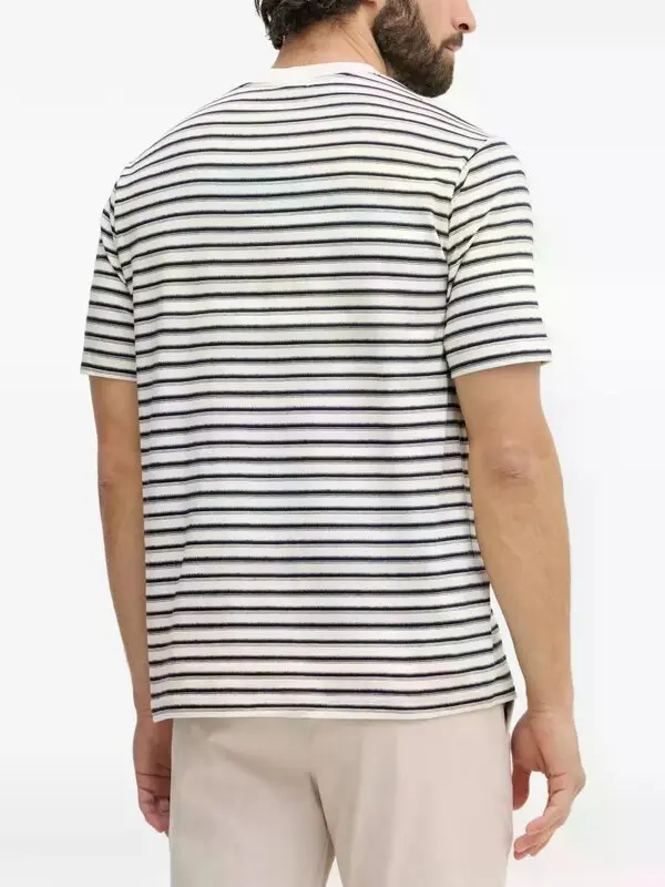 MOS MOSH Horizontal-stripe Embroidered-logo T-shirt