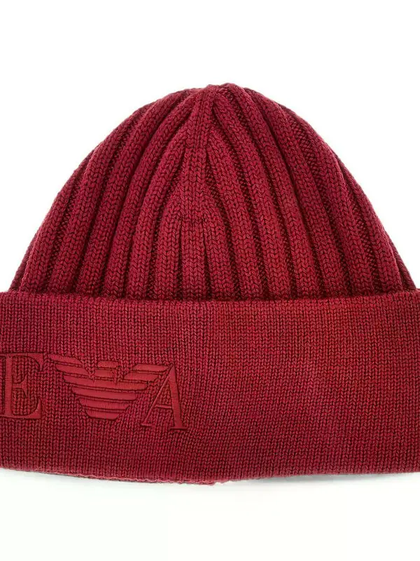 Emporio Armani Logo-embroidered Ribbed Beanie Hat