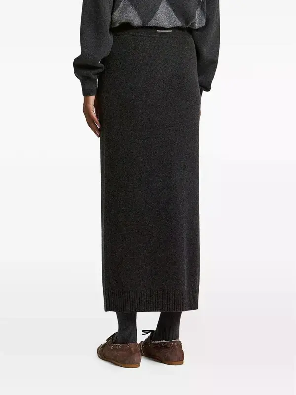 Peserico Knitted Ribbed-trim Midi Skirt
