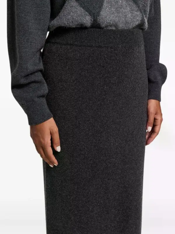 Peserico Knitted Ribbed-trim Midi Skirt