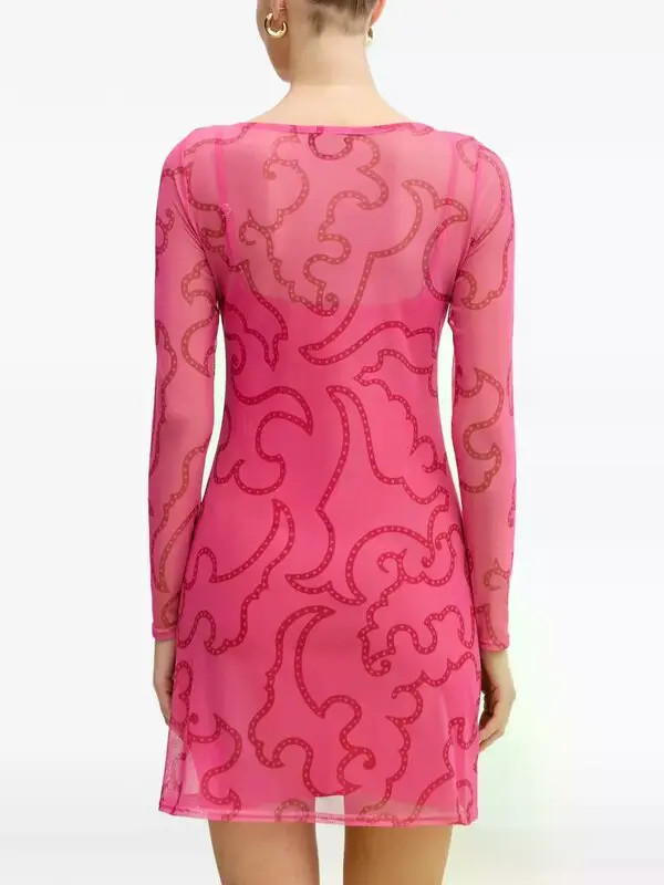 NEVER FULLY DRESSED Abstract Print Mesh Mini Dress