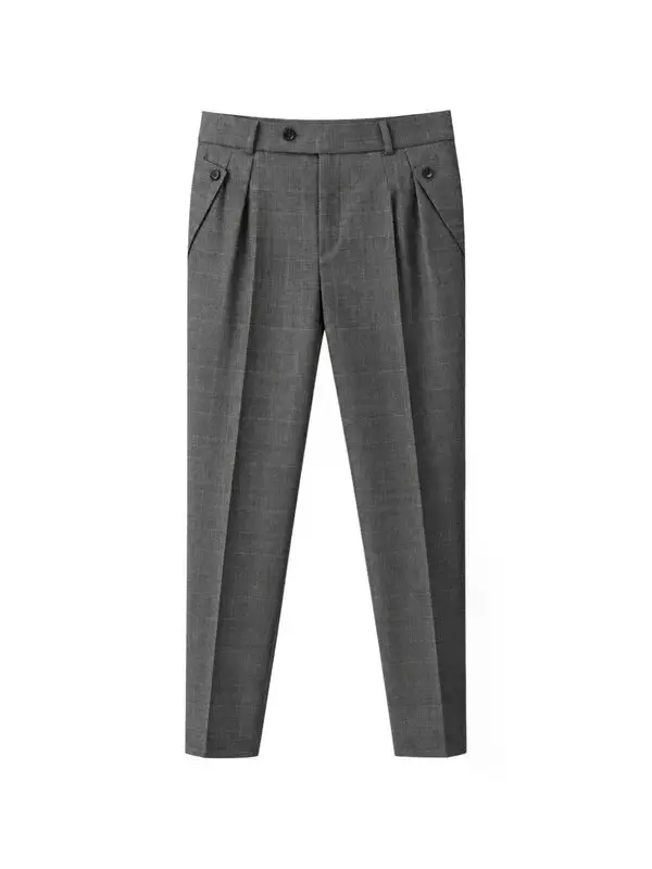 John Richmond Prince Of Wales Check Pleated Trousers - Grey