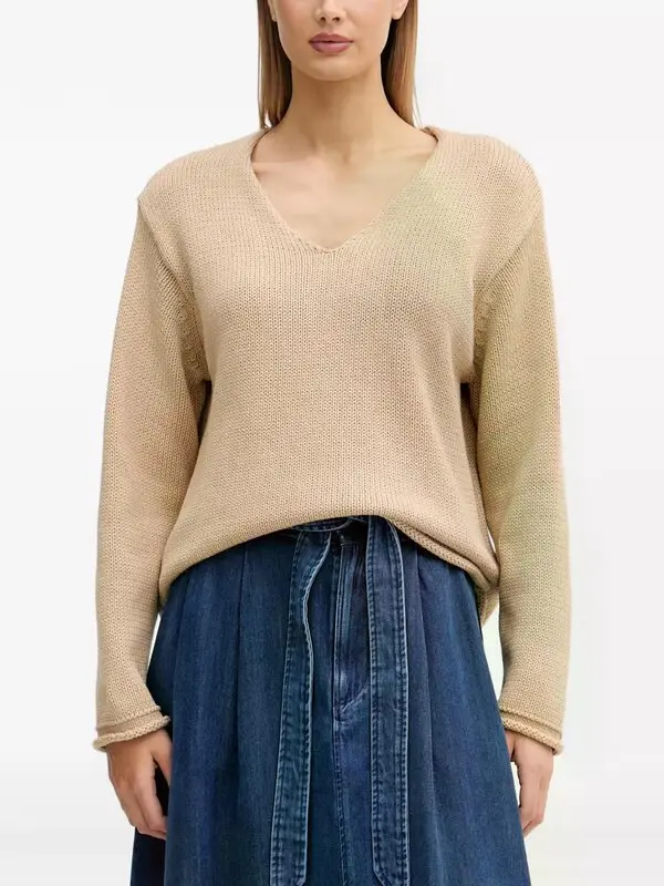 MOS MOSH Mmbine V-neck Knitted Sweater - Neutrals