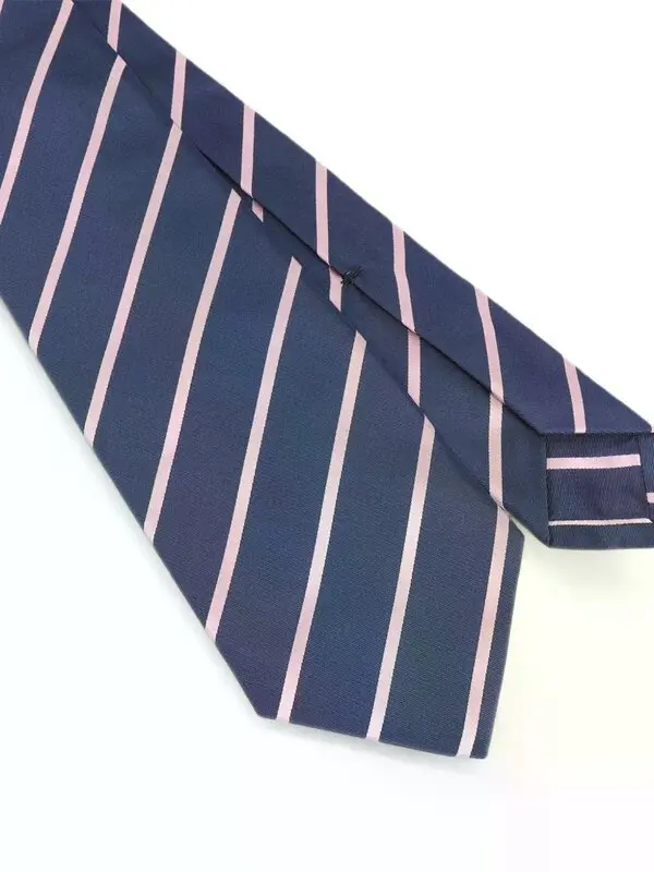 Kiton Striped Silk Tie - Blue