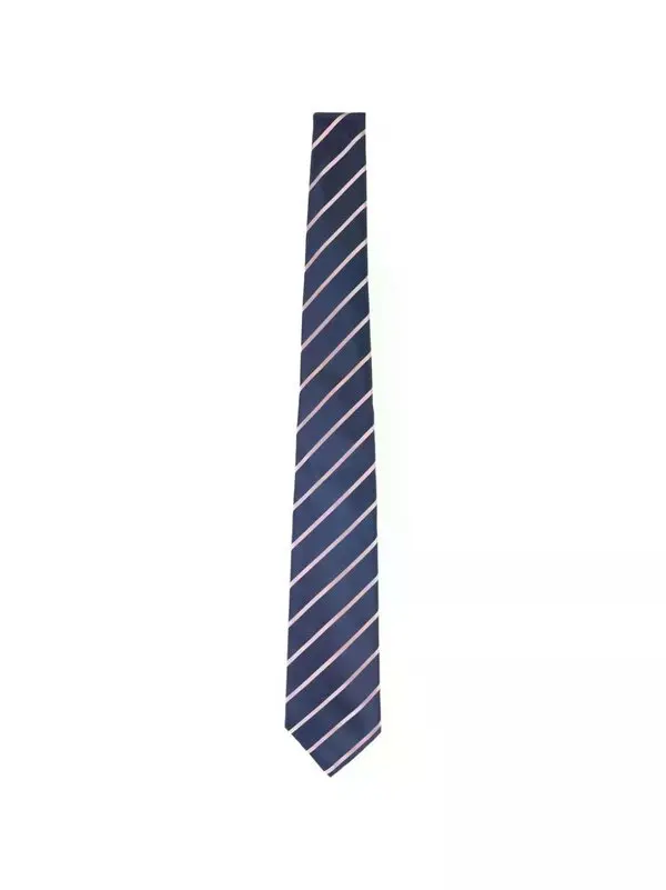 Kiton Silk Diagonal Stripe Neck Tie - Blue