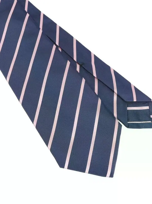 Kiton Silk Diagonal Stripe Neck Tie - Blue